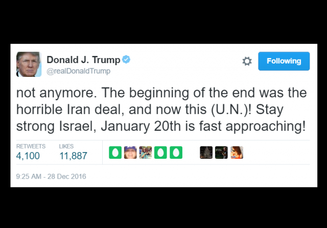 Trump: “Stay strong Israel, January 20th is fast approaching!”