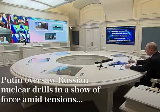 Putin Oversees “Massive” Nuclear Drill as Fighting Rages in Eastern Ukraine