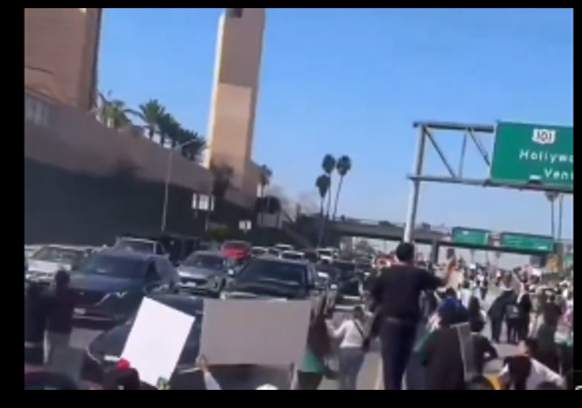 Anti-ICE Protesters Shut Down 101 Freeway in Downtown Los Angeles