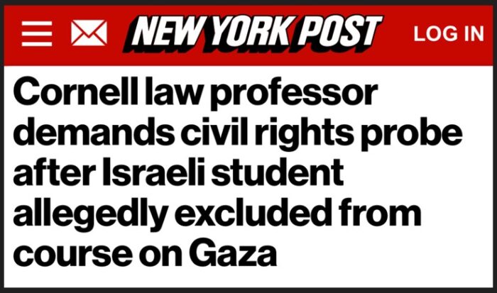Alleged Discrimination Against Israeli Student By Anti-Zionist Cornell ...